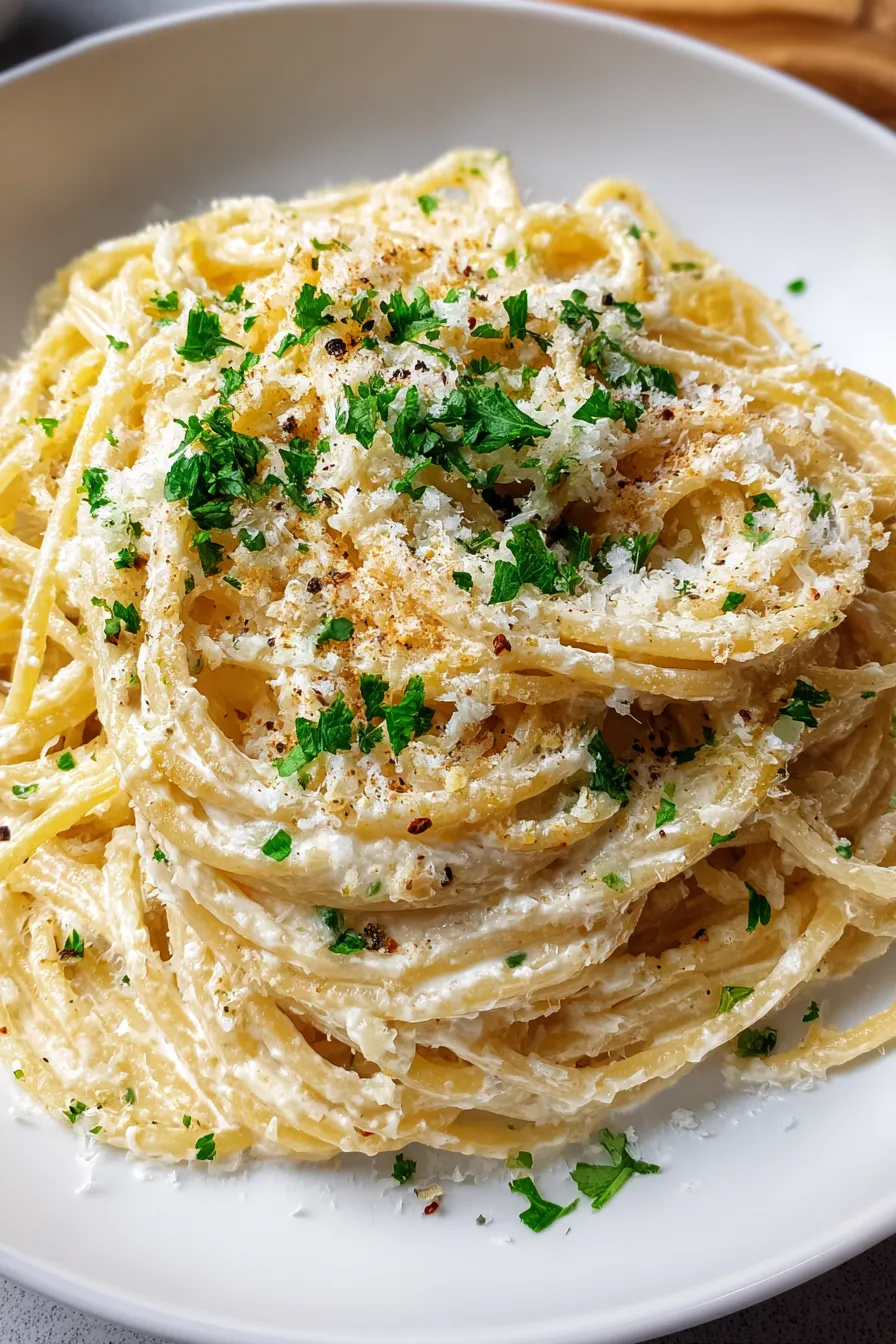 cheesy garlic parmesan spaghetti with cream cheese – Cooking With Chef Alba
