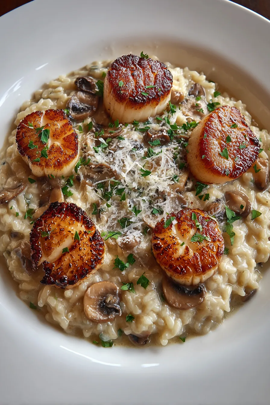 Creamy Mushroom Risotto with Seared Scallops – Cooking With Chef Alba