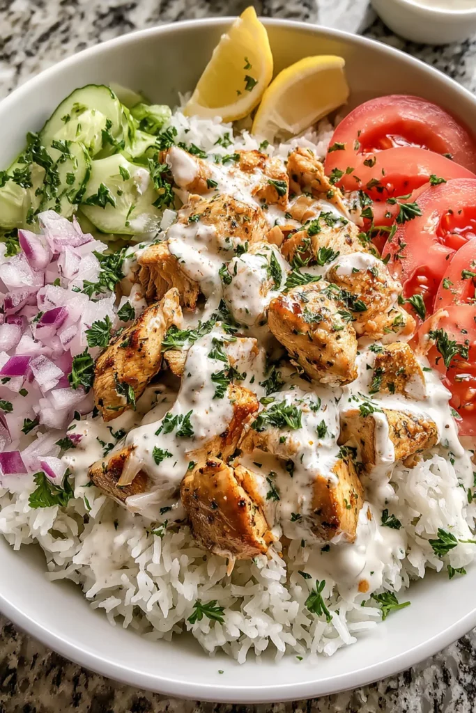 Chicken & Rice Bowls with Creamy Garlic Sauce – Cooking With Chef Alba