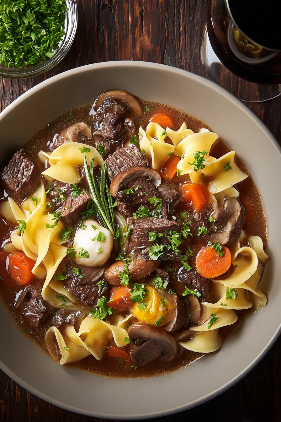Beef Bourguignon Soup With Homemade Gluten Free Egg Noodles – Cooking ...