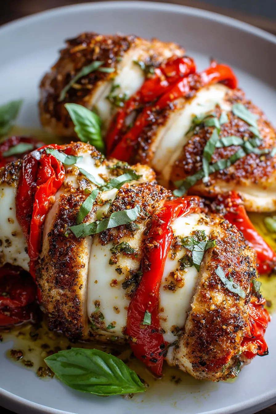Roasted Red Pepper & Mozzarella Stuffed Chicken – Cooking With Chef Alba