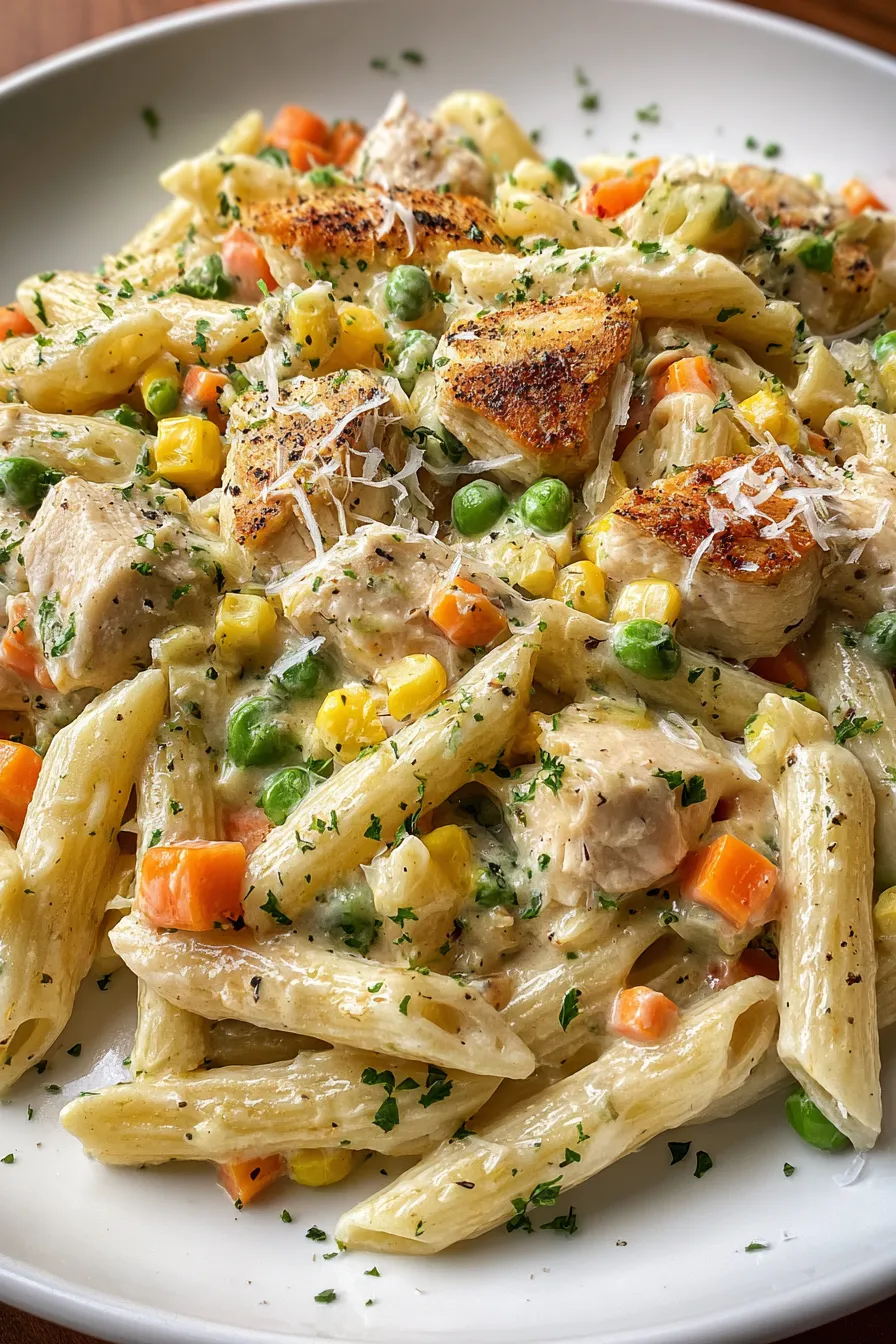 Creamy Chicken Pot Pie Pasta – Cooking With Chef Alba