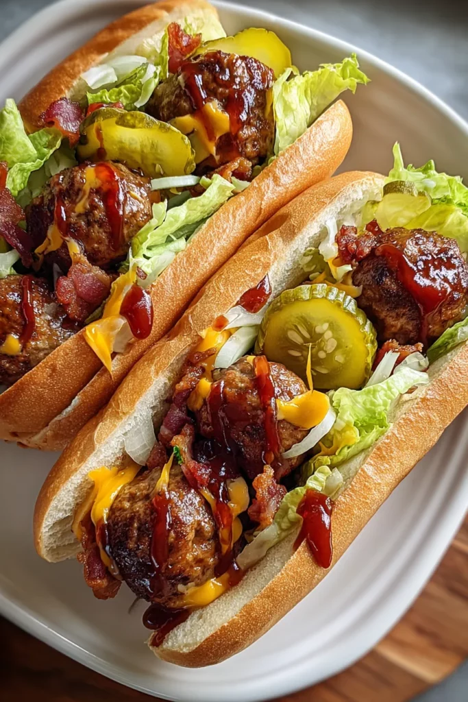 Bourbon BBQ Bacon Cheeseburger Meatball Subs – Cooking With Chef Alba