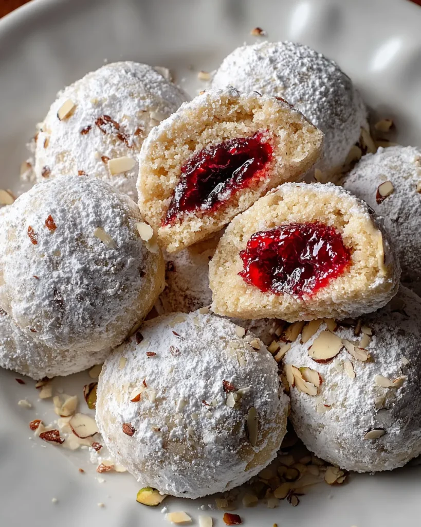 Raspberry Filled Almond Snowball Cookies – Cooking With Chef Alba